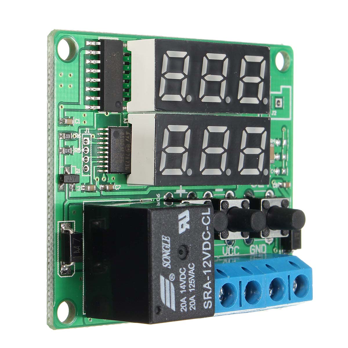 DC12V Double Digital LED Cycle Timing Delay Time Timer Relay Module | 1073017