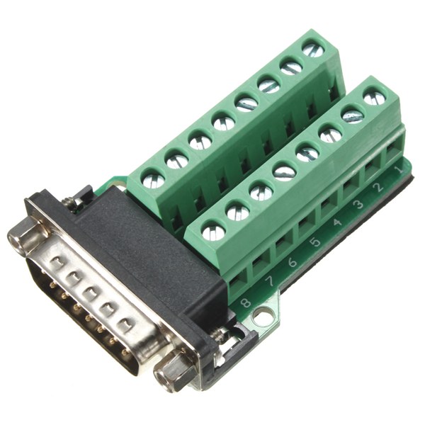 15Pin D-SUB DB15 Male Plug Breakout Board Terminal Connector Block ...